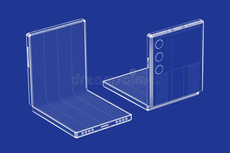 3D Models of Foldable Smartphones Stock Illustration - Illustration of ...