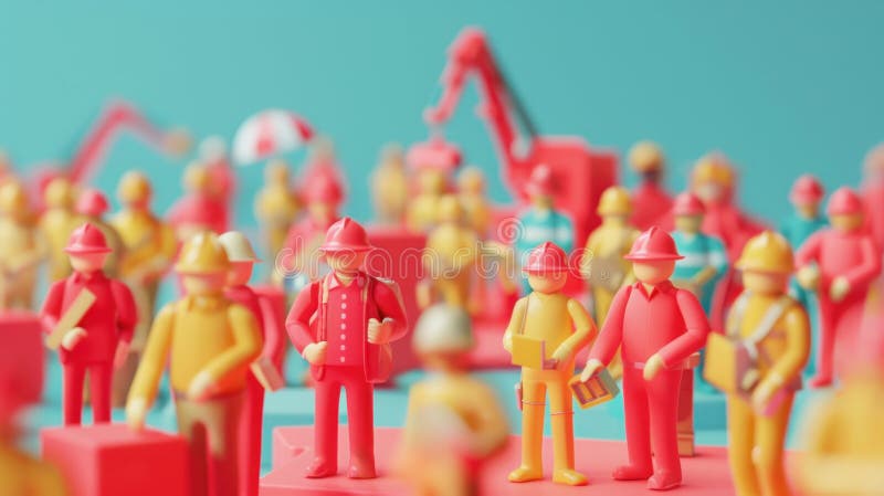 3D Models Miniature of Working People Construction Workers and ...