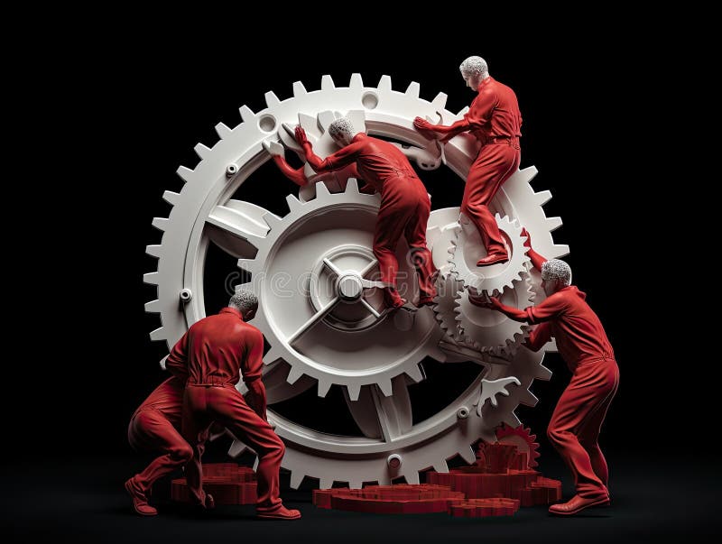 3d Models People Red and White at Work Stock Illustration ...