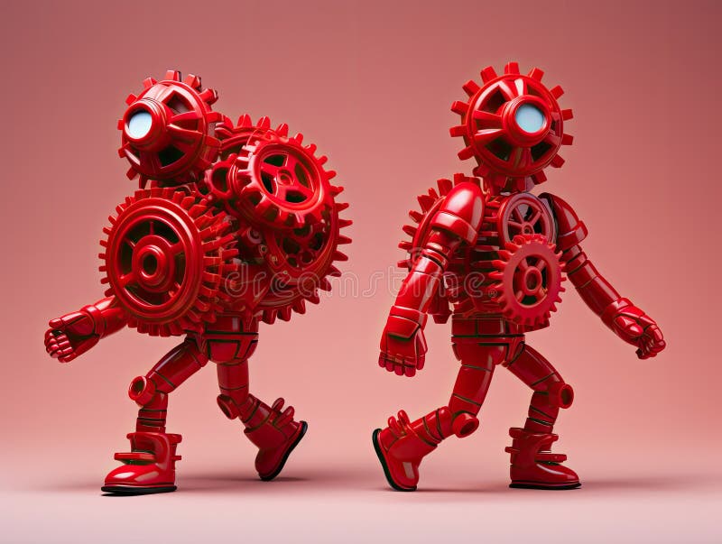 3d Models People Red and White at Work Stock Illustration ...