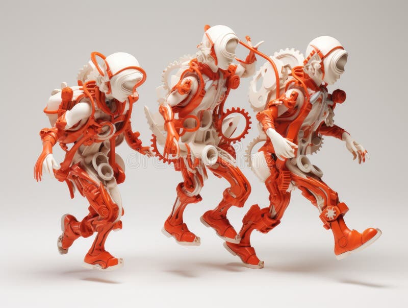 3d Models People Red and White at Work Stock Illustration ...