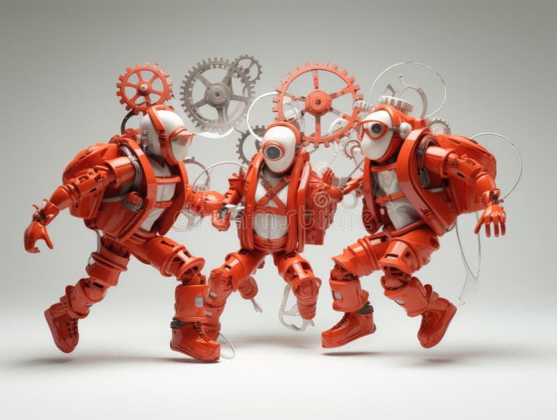 3d Models People Red and White at Work Stock Illustration ...