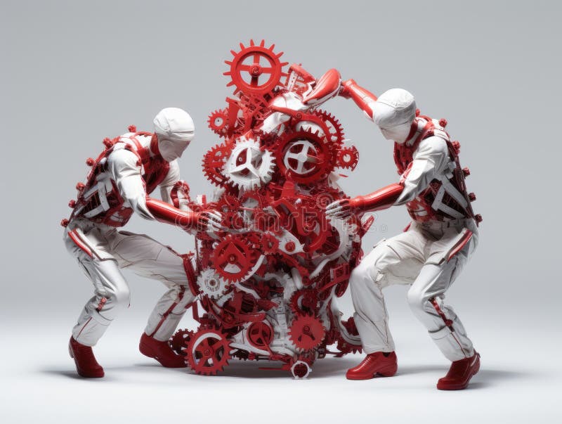 3d Models People Red and White at Work Stock Illustration ...