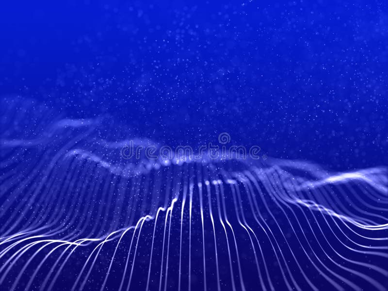 3D Modern Background with Flowing Cyber Lines and Floating Particles ...