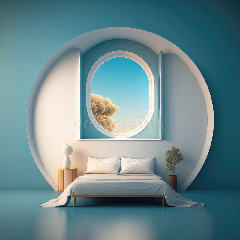 3D Modern Bedroom Interior Background Created with Generative AI Stock ...