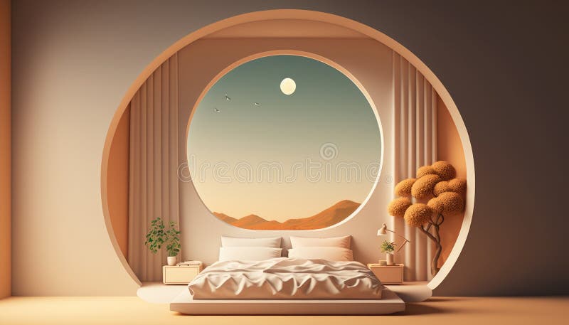 3D Modern Bedroom Interior Background Created with Generative AI Stock ...