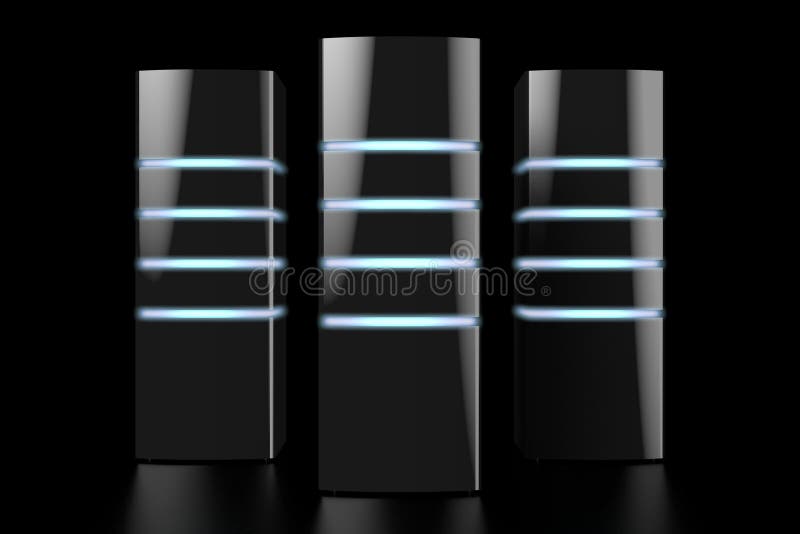 3D Modern Black Servers with LED Lights - Great for Topics Like Data ...
