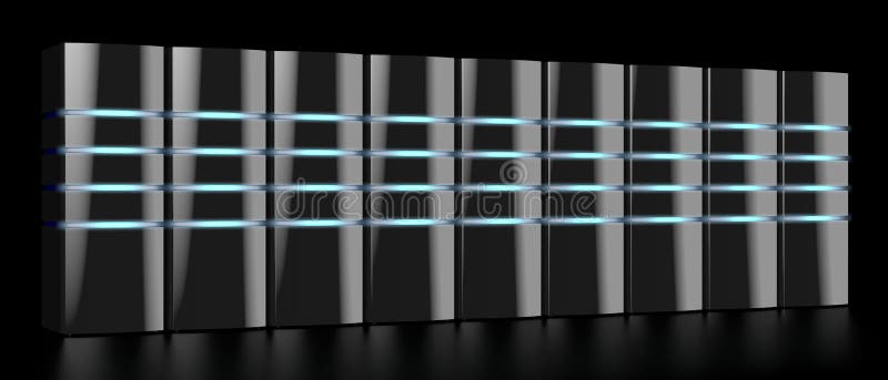 3D Modern Black Servers with LED Lights - Great for Topics Like Data ...