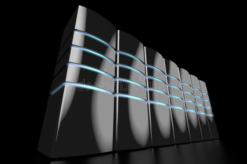 3D Modern Black Servers with LED Lights - Great for Topics Like Data ...