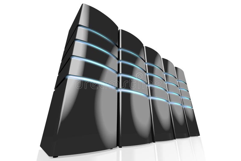 3D Modern Black Servers with LED Lights - Great for Topics Like Data ...