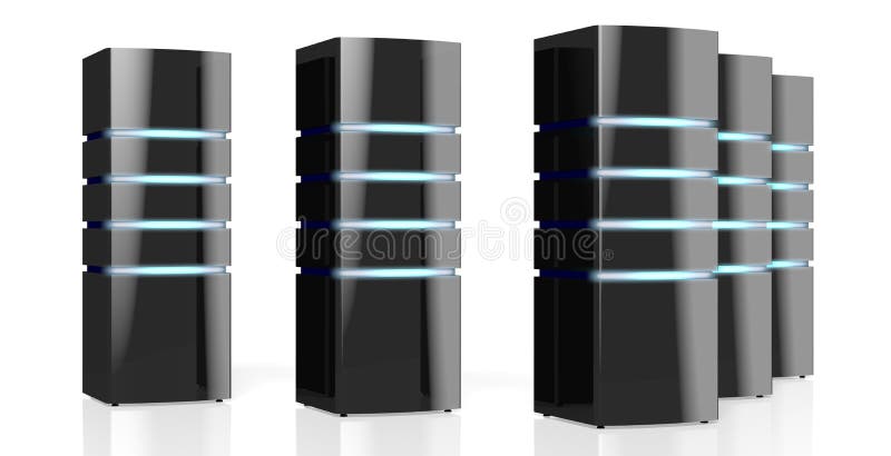 3D Modern Black Servers with LED Lights - Great for Topics Like Data ...