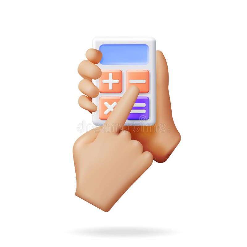 3d Modern Calculator And Hand Stock Vector Illustration Of Isolated
