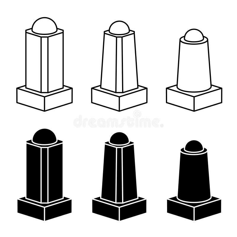 3d Modern Concrete Bollard Black Symbols Stock Vector - Illustration of ...