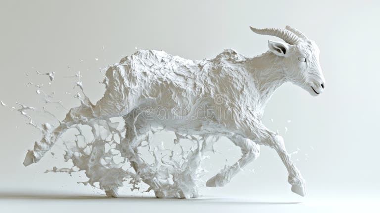 3D Modern Design Element with a Goat and Milk Splash, Mesh Gradient ...