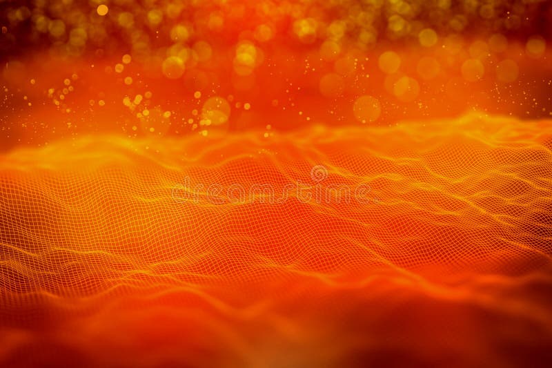 3D Modern Digital Landscape with Network Grid Stock Illustration ...