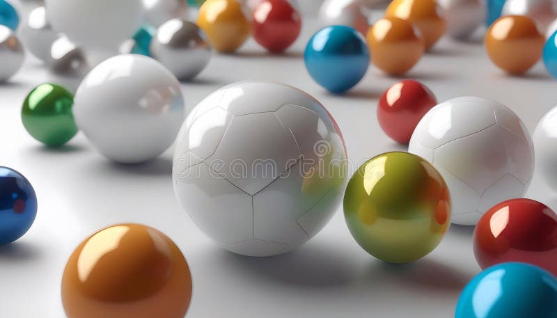 3D Modern Glare Reflection and Shadow Isolated Different Colored Balls ...