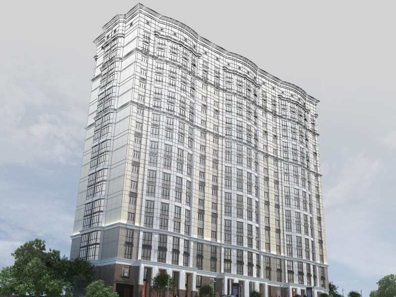 3d Modern High Rise Building 3D Illustration Stock Illustration ...