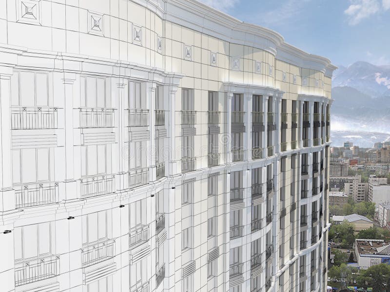 3d Modern High Rise Building 3D Illustration Stock Illustration ...