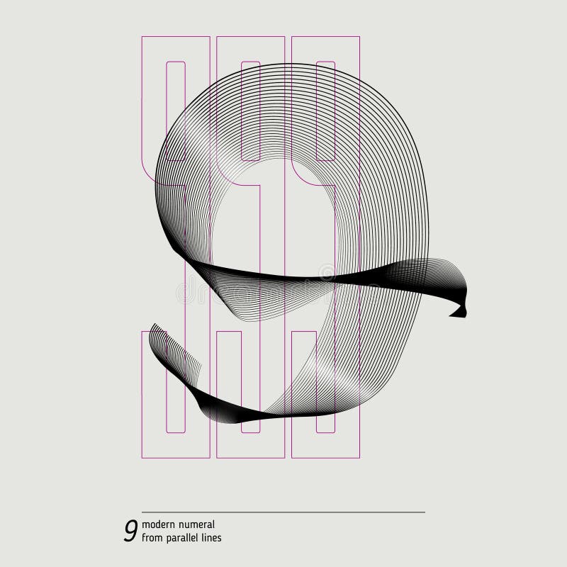 3d Modern Number 9 from Parallel Lines. Line Blend Style Number . Stock ...