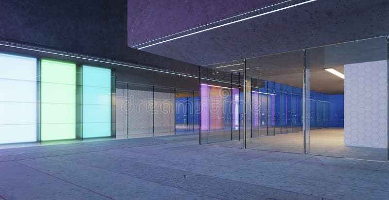 3d Modern Office Buildings Exterior Stock Illustration - Illustration of background, light ...