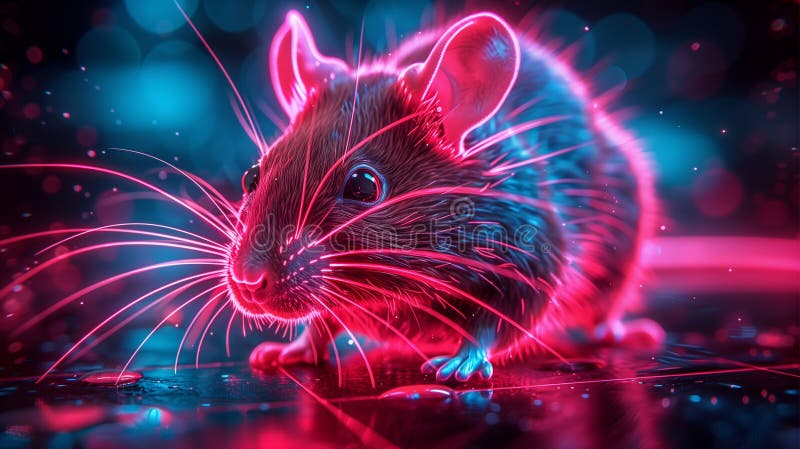 Modern Rat Icon in Bright Neon Graphic Style Black Background Stock ...