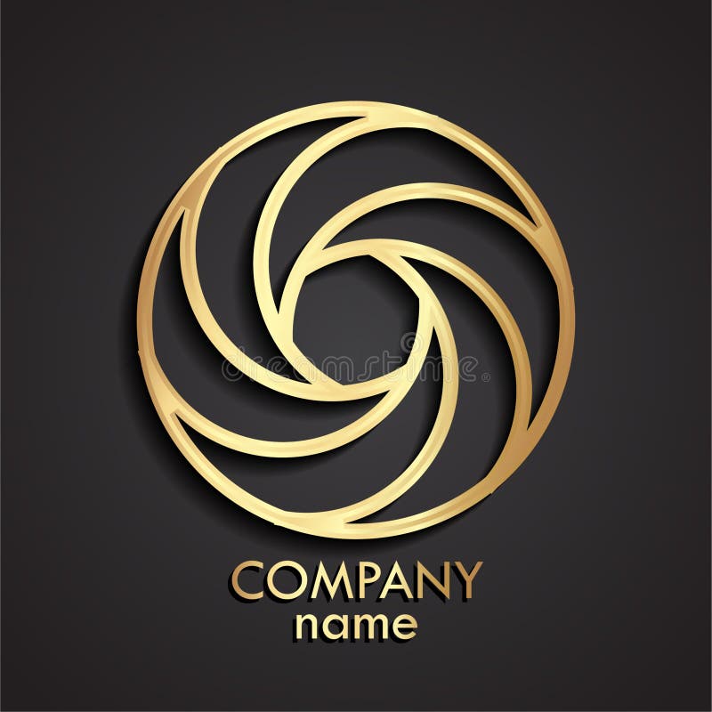 3d Modern Shape Circle Gold Logo Camera Shutter Shape Stock Vector ...