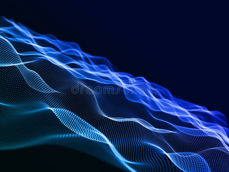 3D Modern Techno Background with Digital Particles Stock Illustration ...