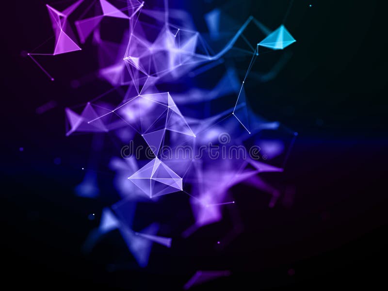 3D Modern Techno Background with Low Poly Plexus Design Stock ...