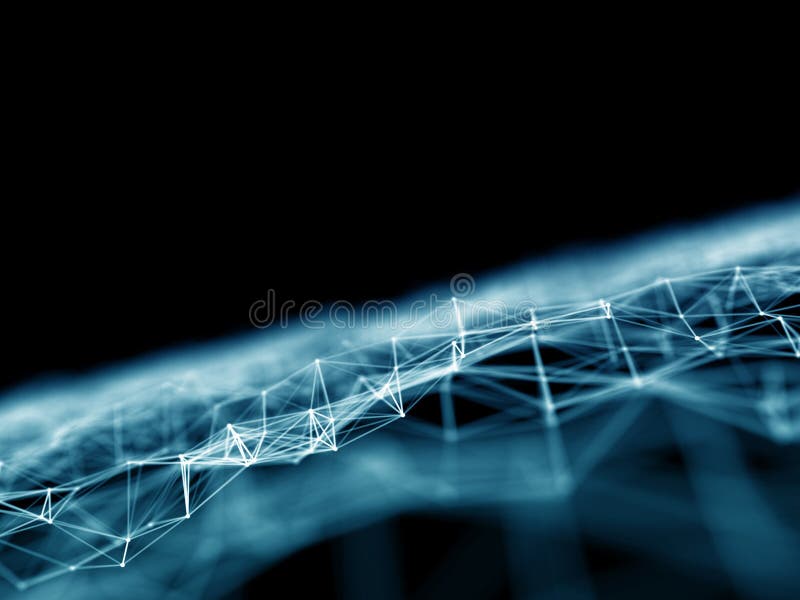3D Modern Techno Background with Flowing Particles Design Stock ...