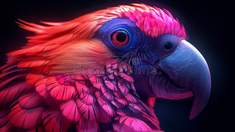 Modern Vulture Icon in Bright Neon Graphic Style Black Background Stock ...