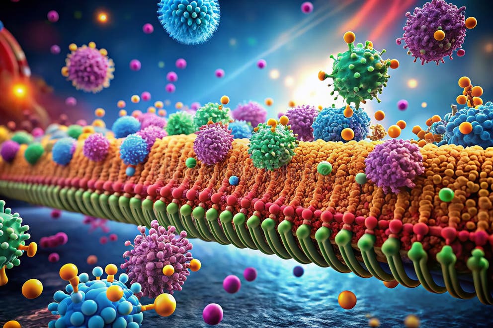 3D Molecular Model of a Bacterial Cell Membrane Exploring Phospholipid ...