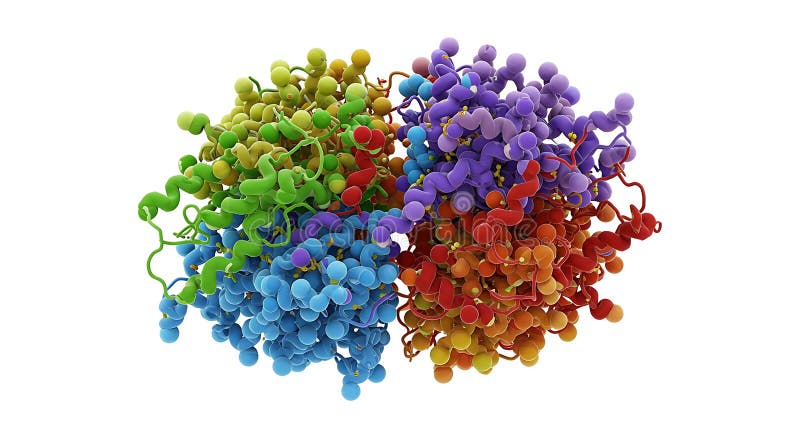 A 3D Molecular Model Featuring a Complex Protein Structure is Depicted ...