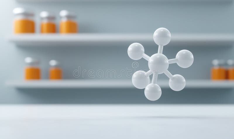 3D Molecular Model in Modern Laboratory Setting with Blurred Background ...