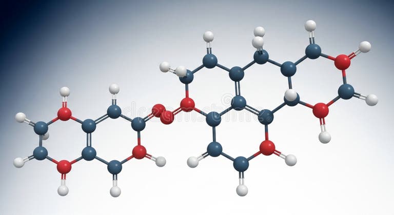A 3D Molecular Model Showing a Complex Organic Structure with Various ...