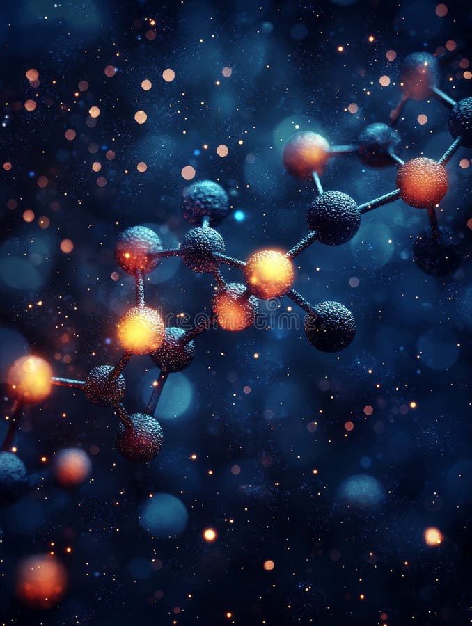 3D Molecular Structure with Ethereal Backdrop and SciFi Themed Peaceful ...
