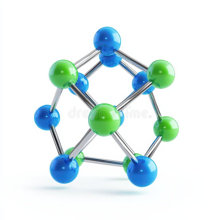 A 3D Molecular Structure Featuring Blue and Green Spheres Connected by ...