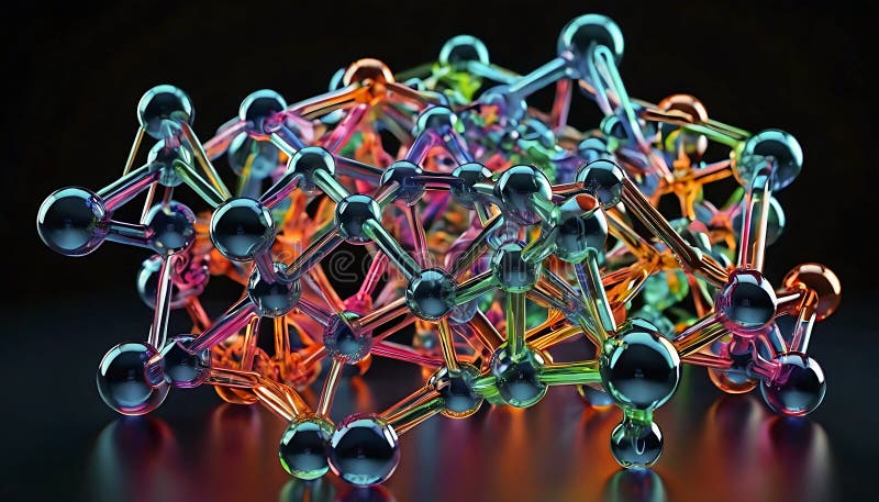 3d Molecular Structure Shapes Glowing with Bright Holographic Colors ...