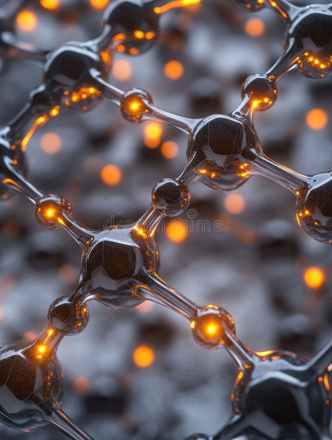 3D Molecular Structure with Vibrant Orange Highlights Stock ...