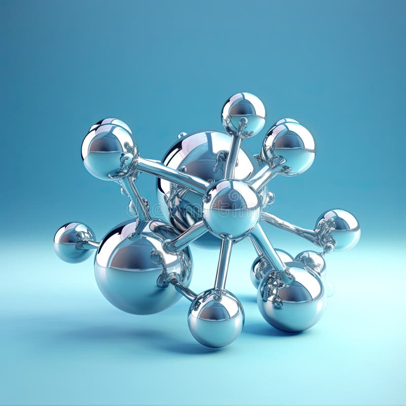 3d Molecule or Atoms on Light Blue Background Stock Illustration ...
