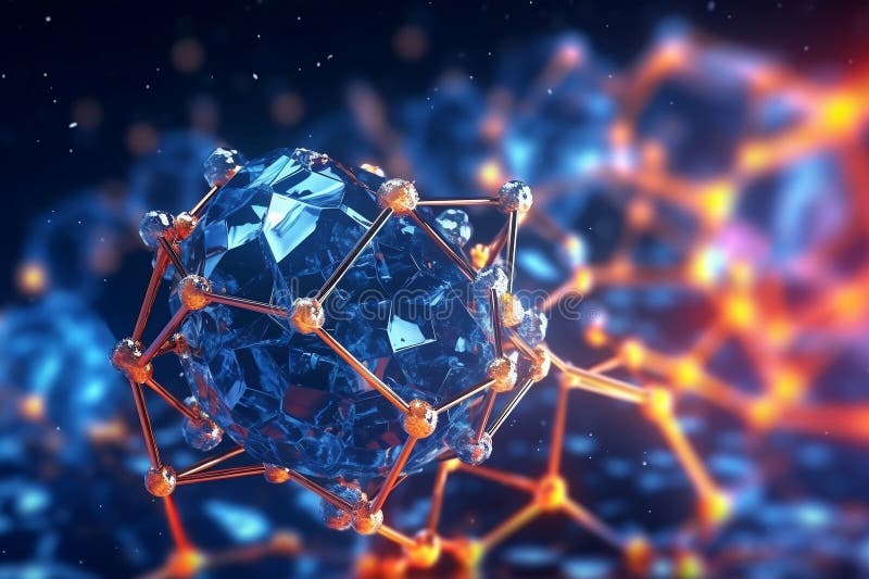 3D Molecule Illustration with Crystal Lattice. Generative AI Stock ...