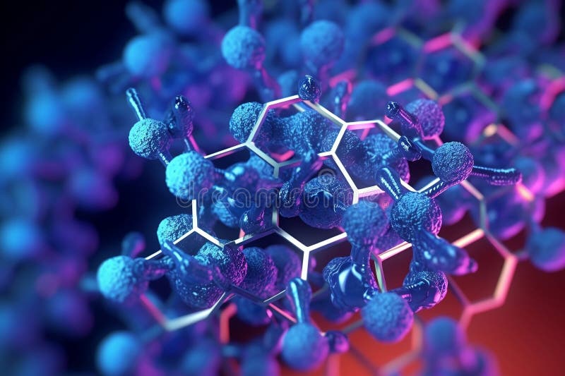 3D Molecule Illustration with Crystal Lattice. Generative AI Stock ...