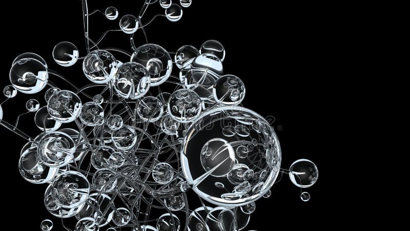 3D Molecules or Atoms on Black Background. Stock Illustration ...