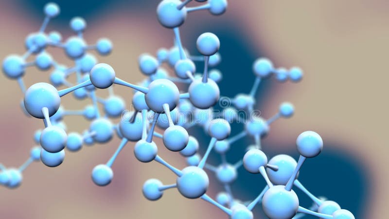 3d Molecules Rotating in Abstract Space, Microscope View of Schematic ...
