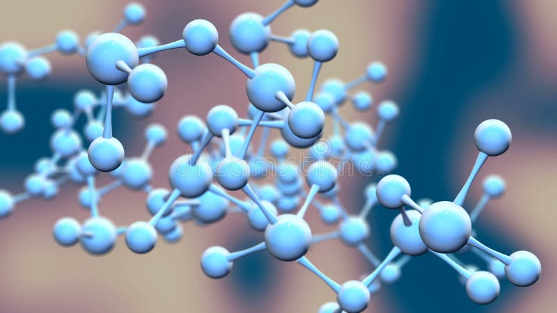 3d Molecules Rotating in Abstract Space, Microscope View of Schematic ...