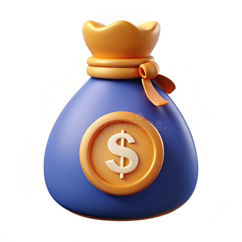 3D money bag icon stock illustration. Illustration of financial - 363210949