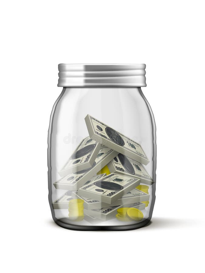 3D Money Box Full of Gold Coins and Banknotes Stock Vector ...