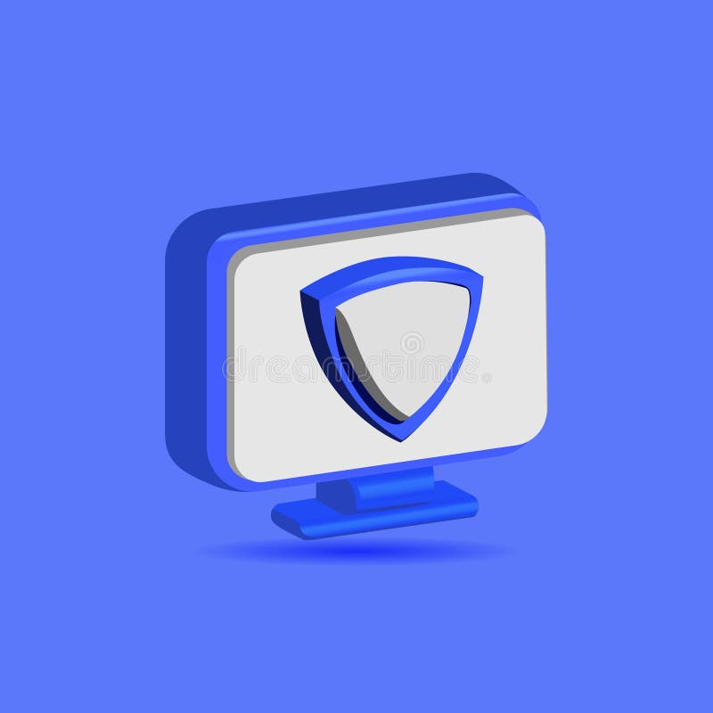 3d Monitor with Security Shield Design Vector Stock Vector ...