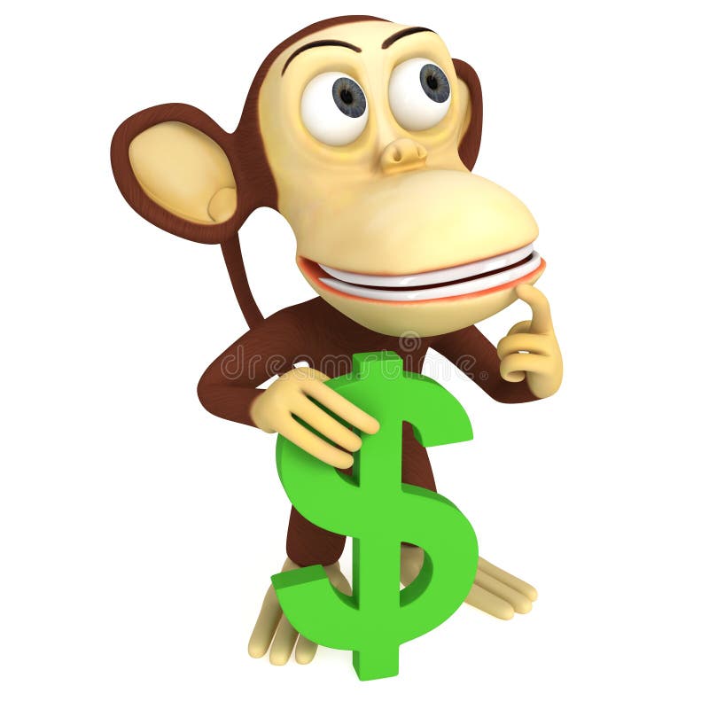 3d monkey with dollar sign stock illustration. Illustration of economy ...