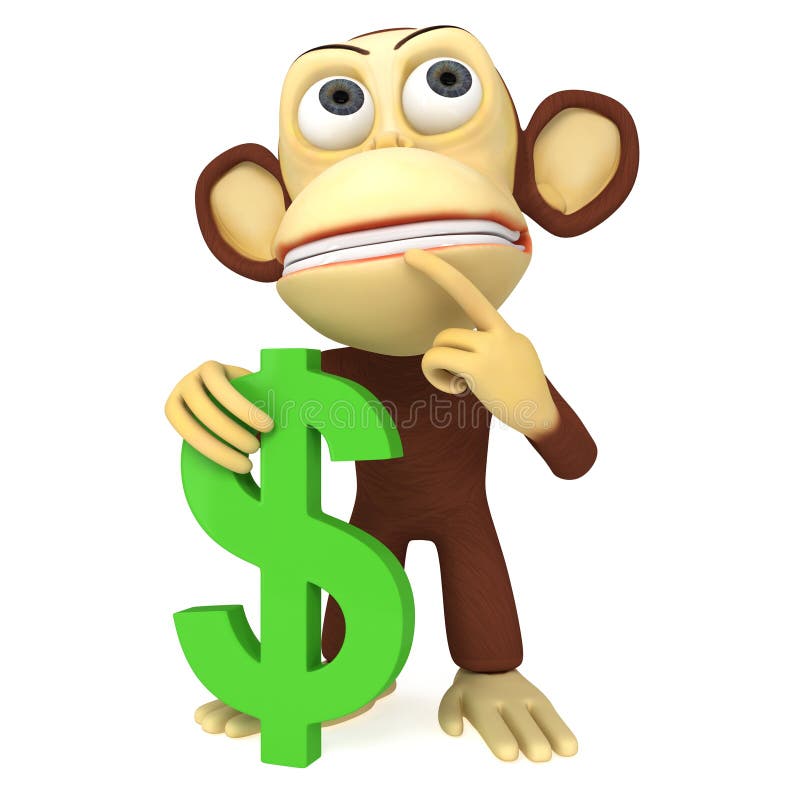 3d monkey with dollar sign stock illustration. Illustration of finance ...
