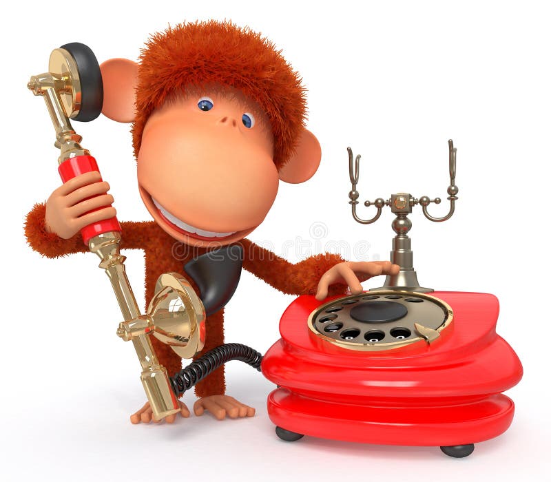 3d monkey with phone stock illustration. Illustration of happy - 58557063